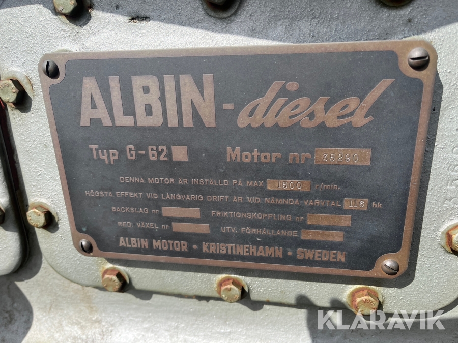Elverk Albin-diesel G-62, Vänersborg, Klaravik auktioner