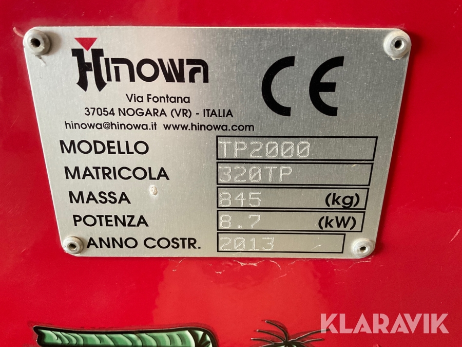 Plattlyft Hinowa TP2000, Trelleborg, Klaravik auktioner
