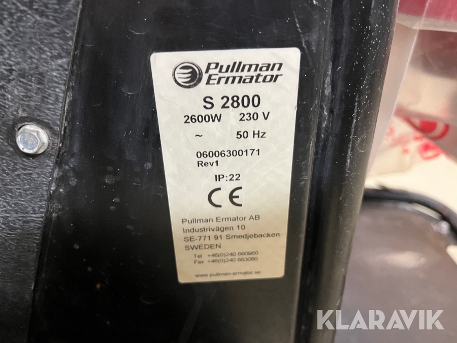 Stoftavskiljare Pullman Ermator S2800, Huddinge, Klaravik au