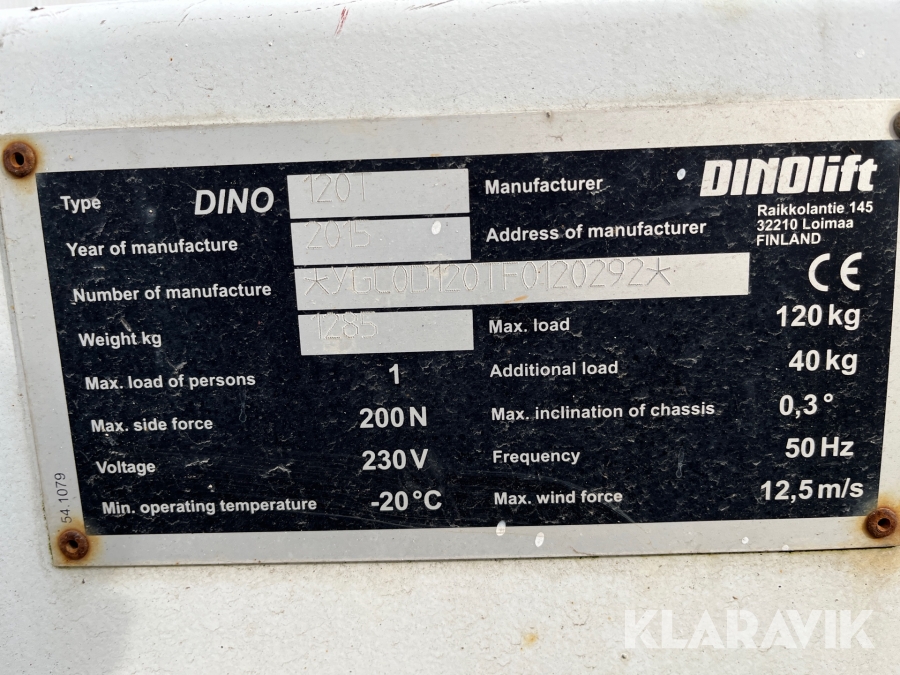 Släpvagnslift DINO 120T, Sollentuna, Klaravik auktioner