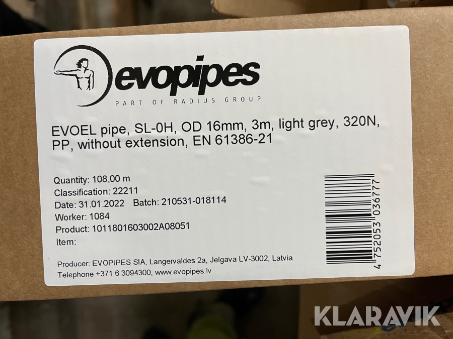 Elrör Evopipes 16 mm, Västerås, Klaravik auktioner