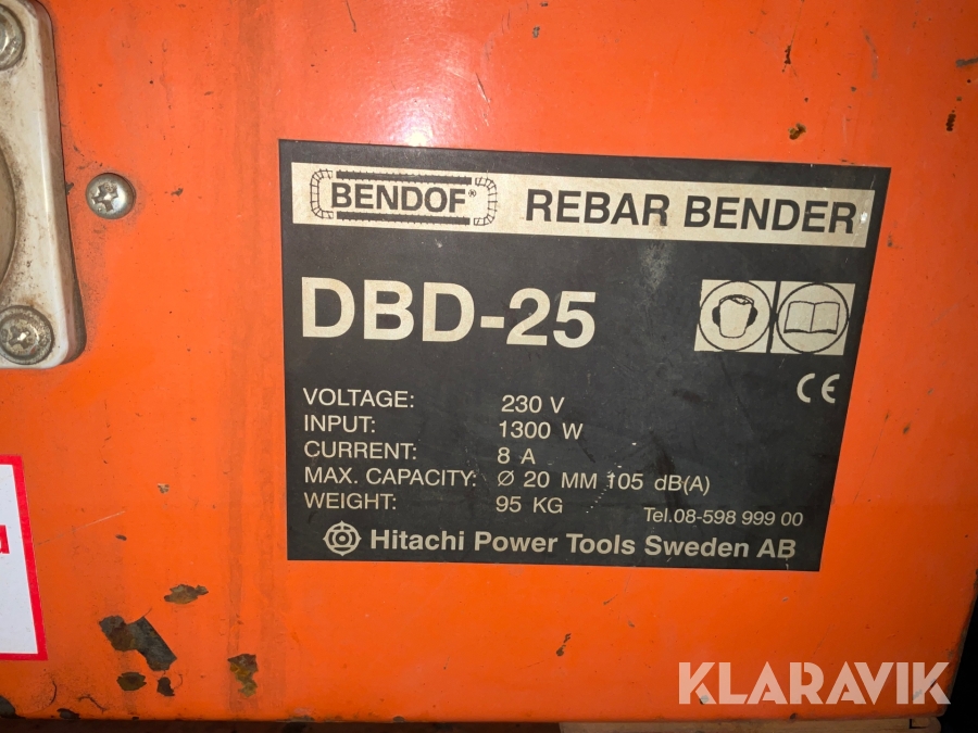Bockmaskin Bendof DBD25X, Jönköping, Klaravik auktioner