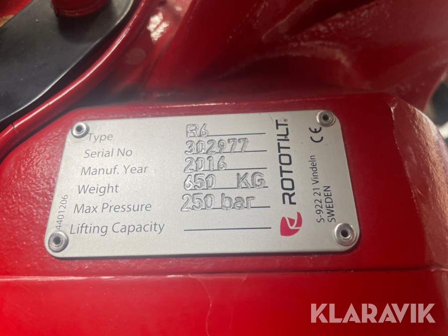 Tiltrotator Rototilt R6, Falun, Klaravik auktioner