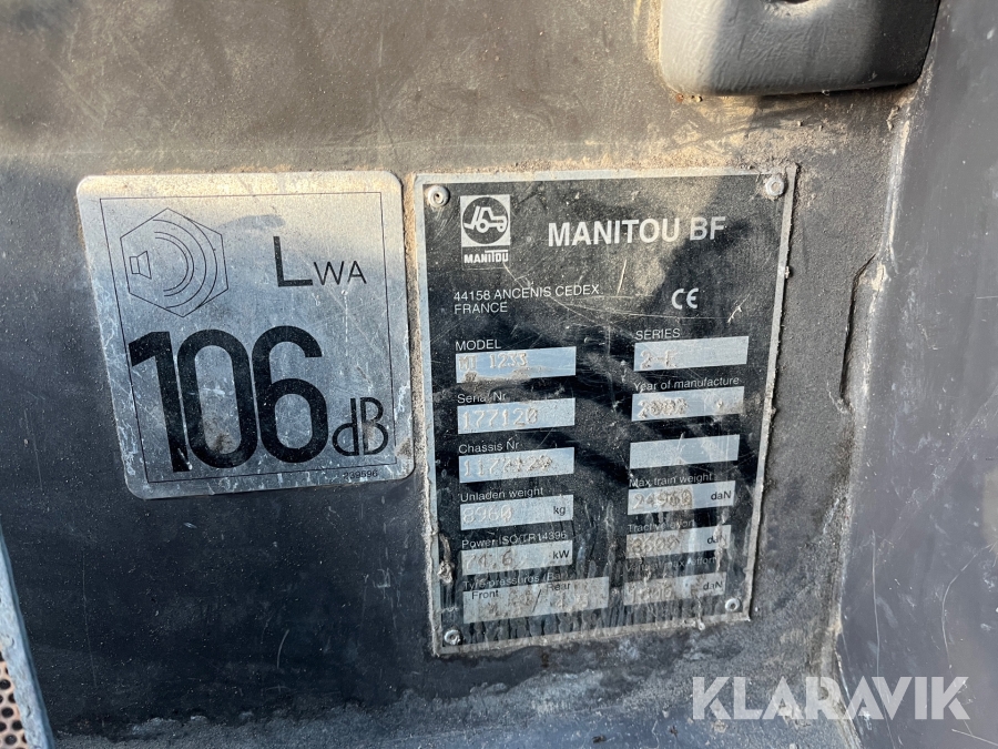 Teleskopslastare Manitou MT1233, Linköping, Klaravik auktion
