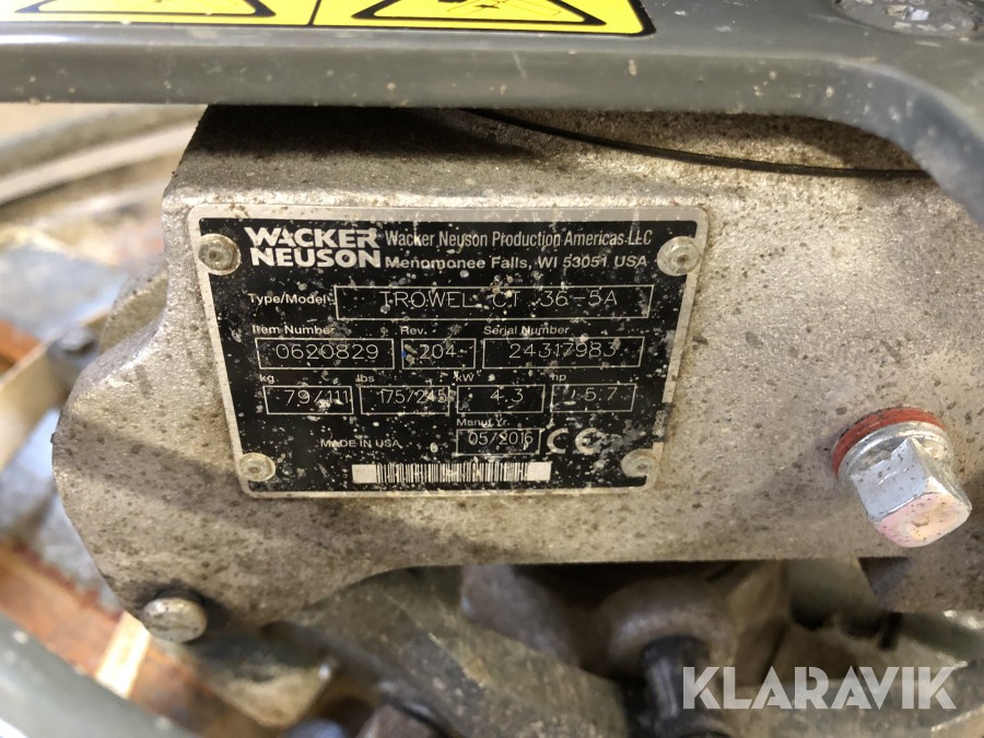 Klaravik Auktioner | Betongglättare Wacker Neuson CT36