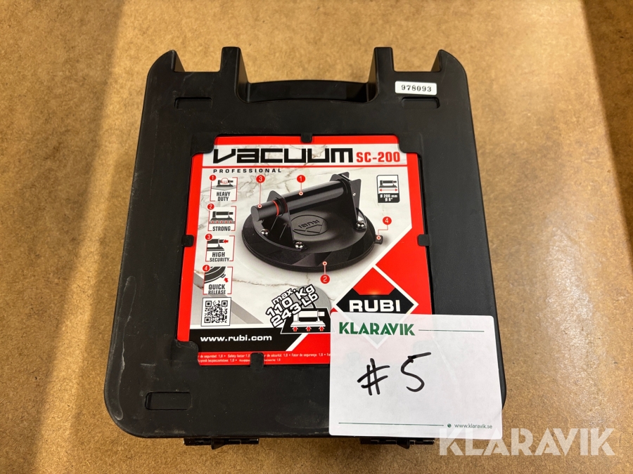 Vakuumlyft/ Sugkopp RUBI Vacuum SC-200, Vårgårda, Klaravik