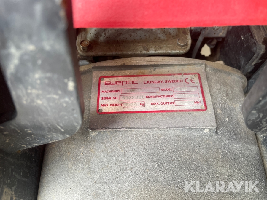 Markvibrator Swepac T64, Svalöv, Klaravik auktioner