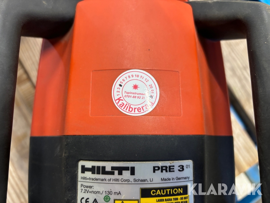 Rotationslaser Hilti PRE 3, Lund, Klaravik auktioner